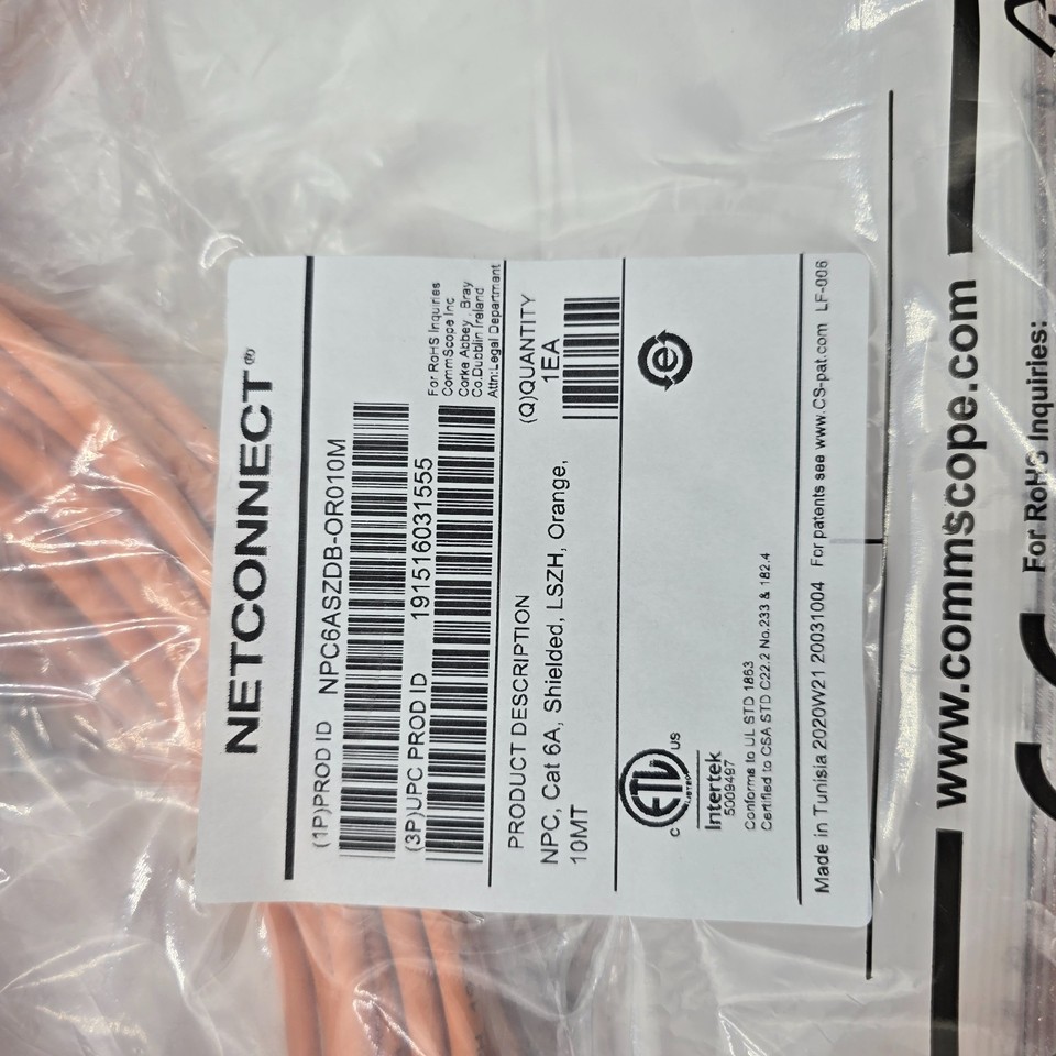 3 PCS Commscope NPC6ASZDB-OR010M NPC RJ45 Patch Cord, category 6A, S ...