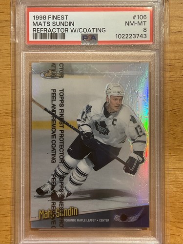 1998-99 Topps Finest Mats Sundin Refractor Parallel W/Coating PSA 8 POP ...