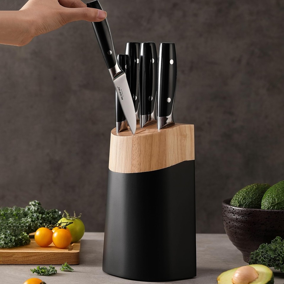 6-Piece Knife Block Sets，Stainless Steel Kitchen Knife Set with Block ...