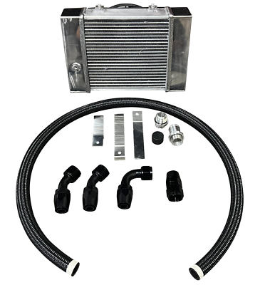 Half Size Compact Drag Race Coolant Radiator 1.25" 16AN Hose Fittings 4 ...