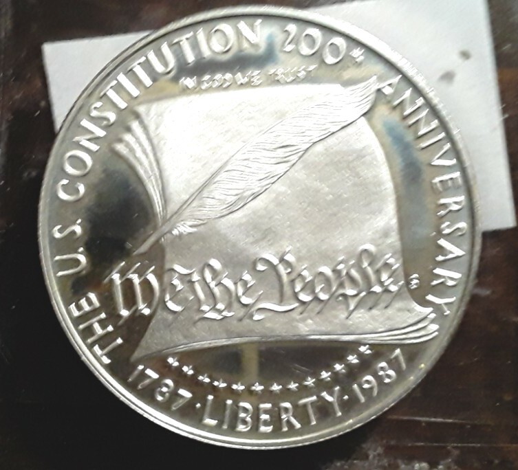 1987 S 200th Anniversary US Constitution We the People' Silver Dollar ...