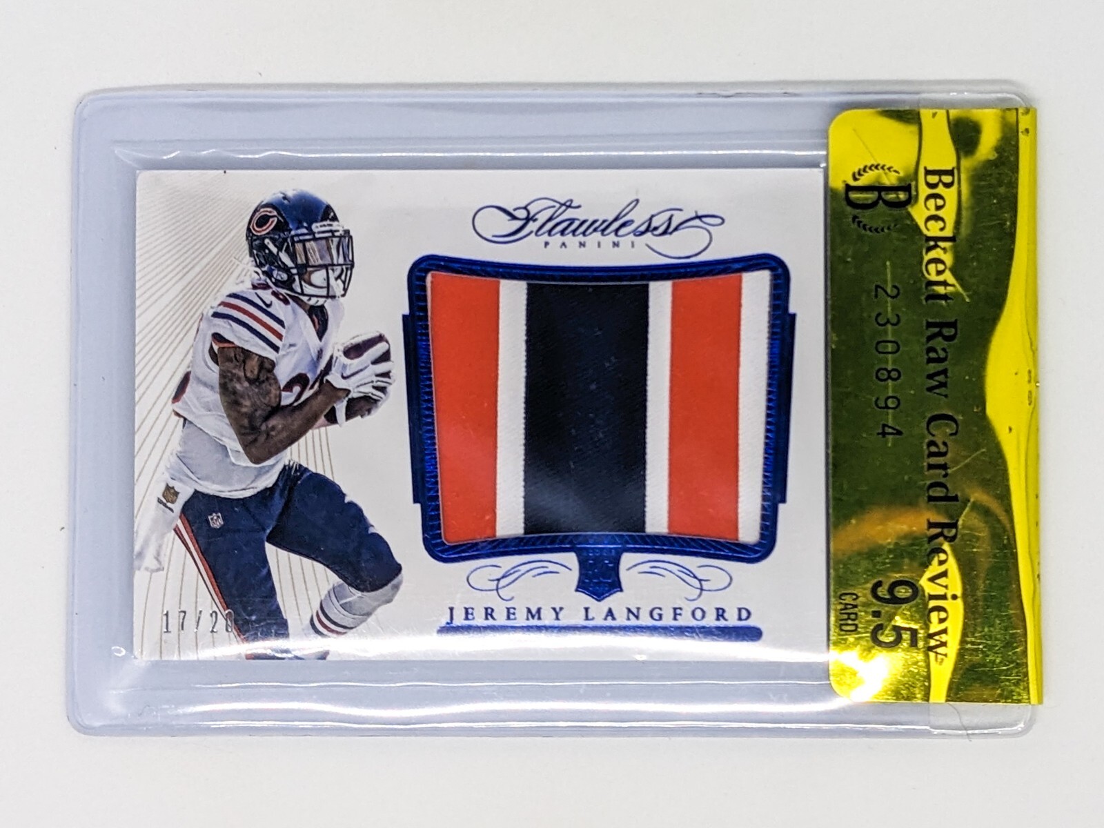2015 Panini Flawless - Rookie Patches Jeremy Langford #RP-JL Blue /20 ...