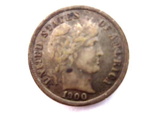 1900-S BARBER DIME 10C SILVER SAN FRANCISCO MINT VF/XF NICE DATE ...