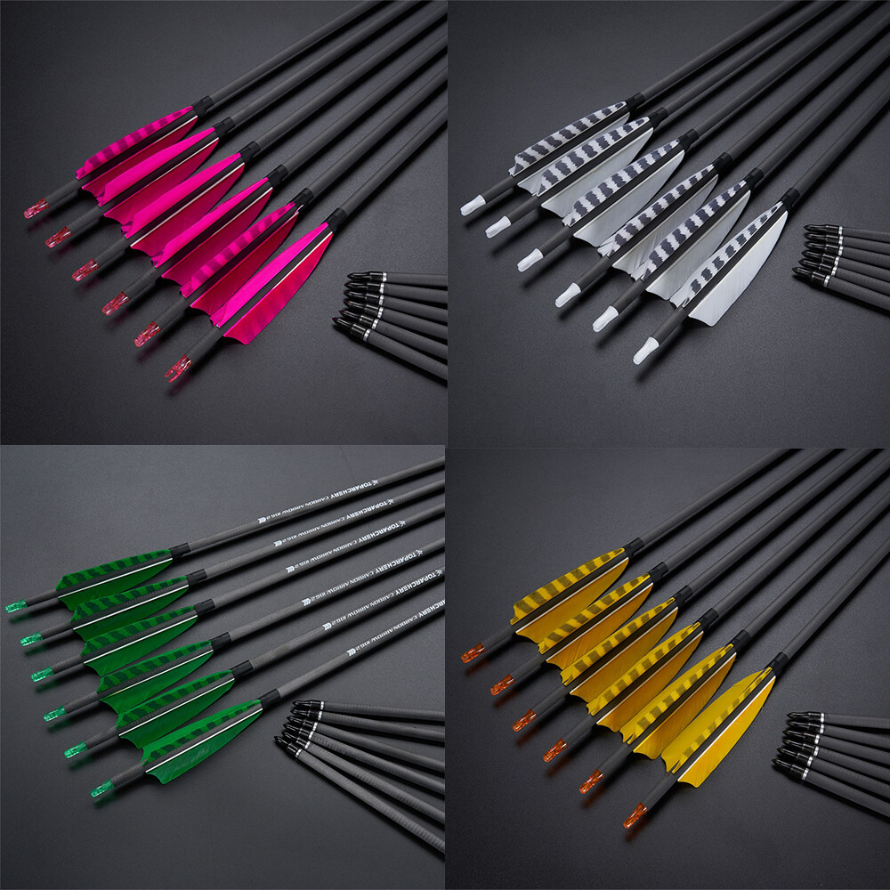 Screw-in Field Points Carbon Arrows 6 Pack - 500 Spine With Feather ...