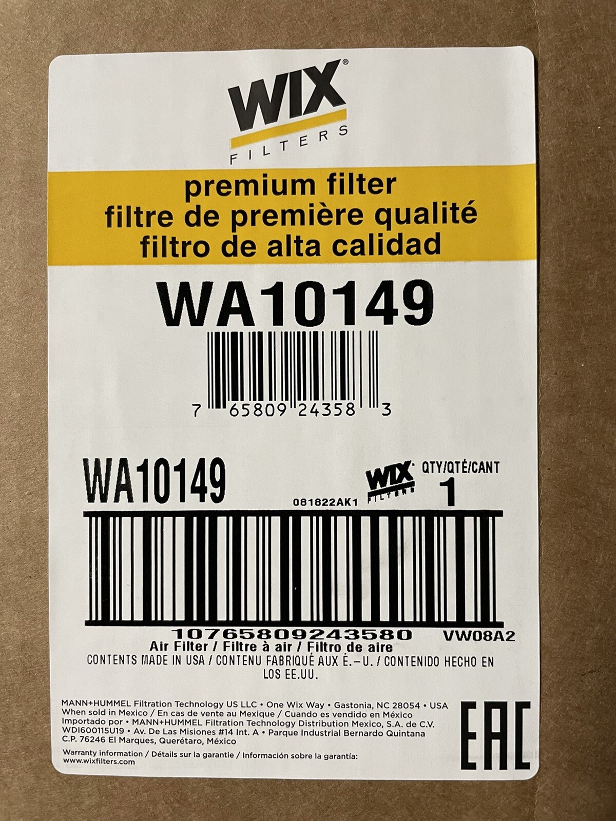 BALDWIN RS5287XP - Air filter cross reference