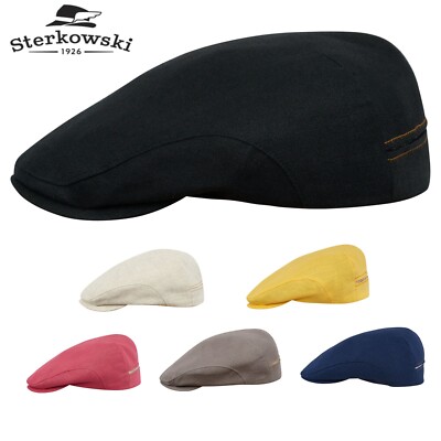 Sterkowski DERBY Linen Summer Flat Cap Applejack Gatsby Newsboy Ivy ...