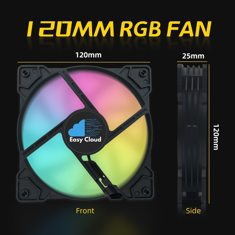 3Pack 120mm ARGB Fans Up to 1600 RPM Computer Case Color 4PIN PWM ...