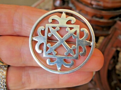 VINTAGE STERLING SILVER EUROPEAN HALLMARKS 35 MM ROUND EUROPEAN CROSS ...