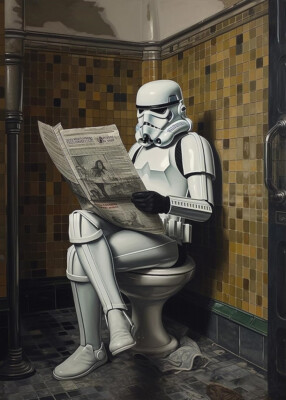 STORMTROOPER ON TOILET STAR WARS BATHROOM ART FRIDGE MAGNET 5" X 3.5 ...