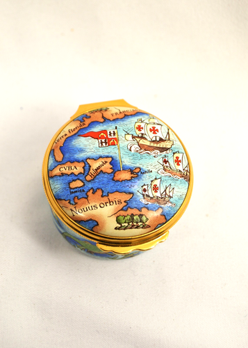 SALE! HALCYON DAYS PILL BOX TIFFANY & CO, 'COLUMBUS DISCOVERS THE NEW ...