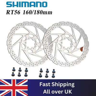 2X Shimano Deore RT56 160mm/180mm 6 Bolts Disc Brake Rotor Deore MTB ...