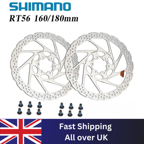 2X Shimano Deore RT56 160mm/180mm 6 Bolts Disc Brake Rotor Deore MTB ...