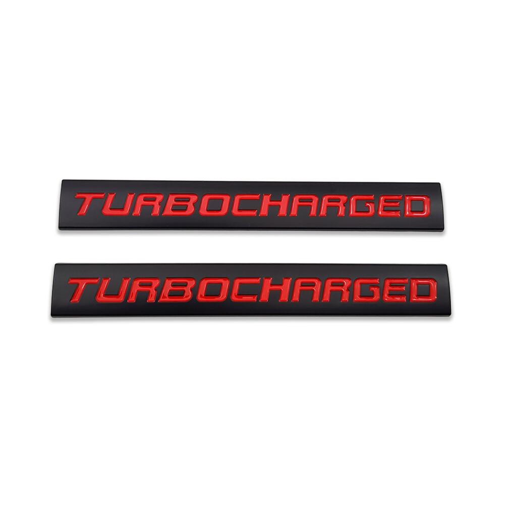 2x Black&Red Metal TURBOCHARGED Logo Emblems Sport Bagde Turbo Sticker ...