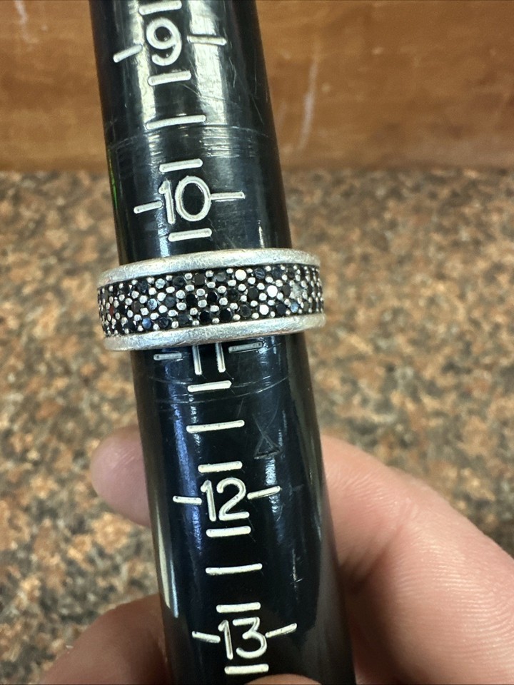 David Yurman Sterling Silver 3 Row Black Diamond Streamline Band Ring ...