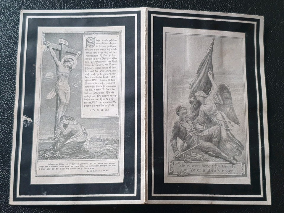 original german ww1 Death Card Ludwig Heberle 1rir Fell 6 June 1915 ...