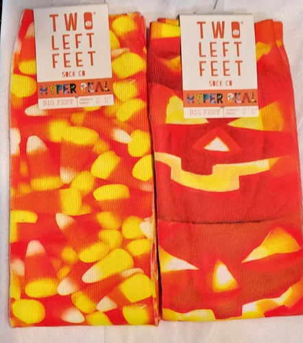 Halloween Socks TWO LEFT FEET Stack O Jacks Lantern Candy Corn 2 Pair ...