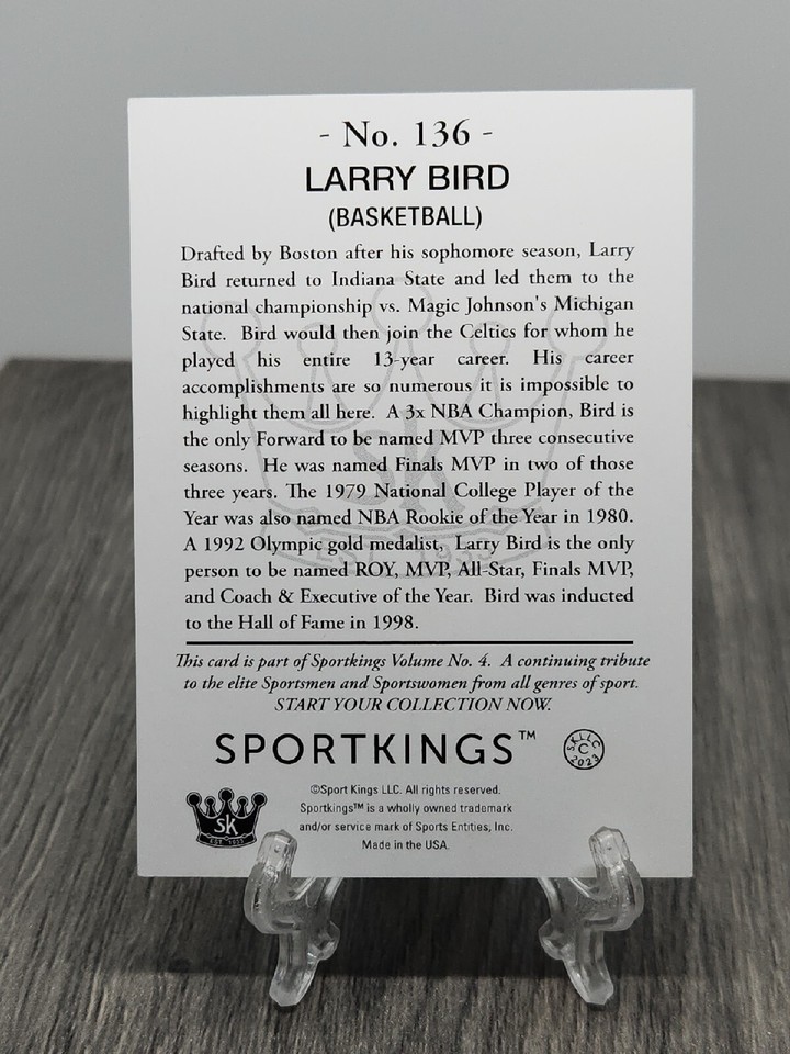 2023 Sport Kings Volume No. 4 Hobby Base #136 Larry Bird Celtics HOFer ...