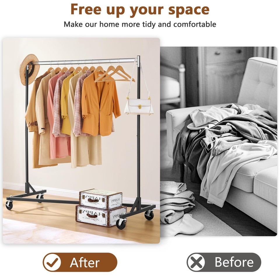 Z Rack, Rolling Clothes Racks with Z-Base, Heavy Duty Garment Rack ...