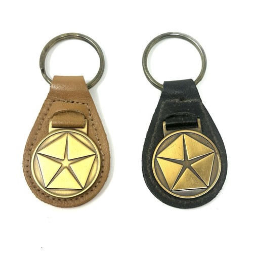 2 Vintage Chrysler Keychain Brass Leather Serial Number VIP Delivery ...