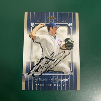 Mark Prior SIGNED 2005 Fleer Classic Clippings #29, Chicago Cubs ...