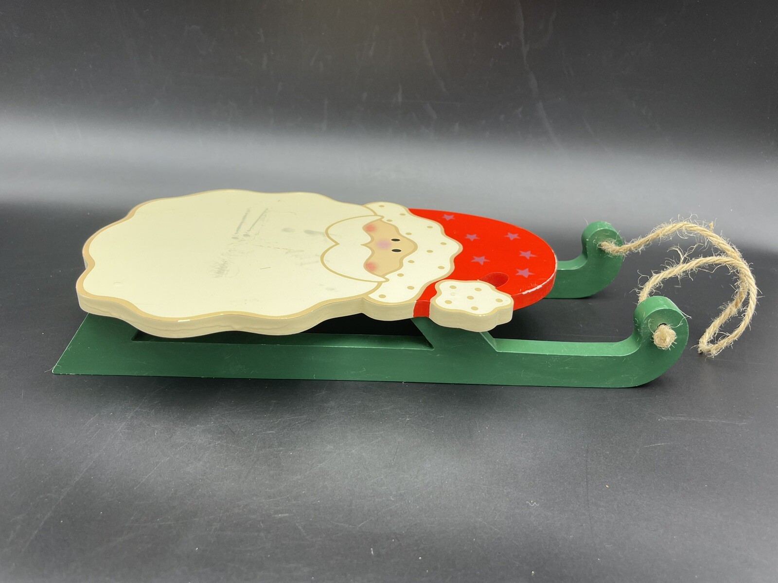13" Hallmark Wooden Painted Santa Sled Christmas Hanging Decor Wooden ...