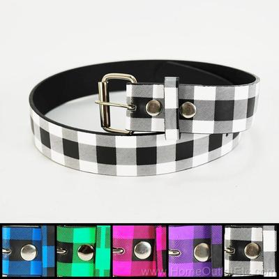 Checker Printed Leather Belt Checkered Unisex Mens Womens Plaid Punk ...