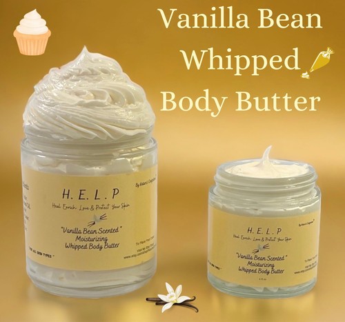 VANILLA BEAN BODY BUTTER Whipped SHEA BUTTER Dry Skin Moisturizer Cream ...