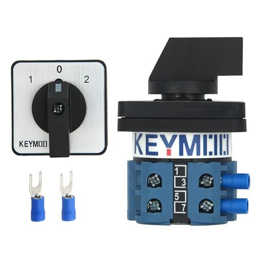 KEYMOO 20A Rotary Changeover Switch,3 Position 2 Phase 8 Terminals,ON ...