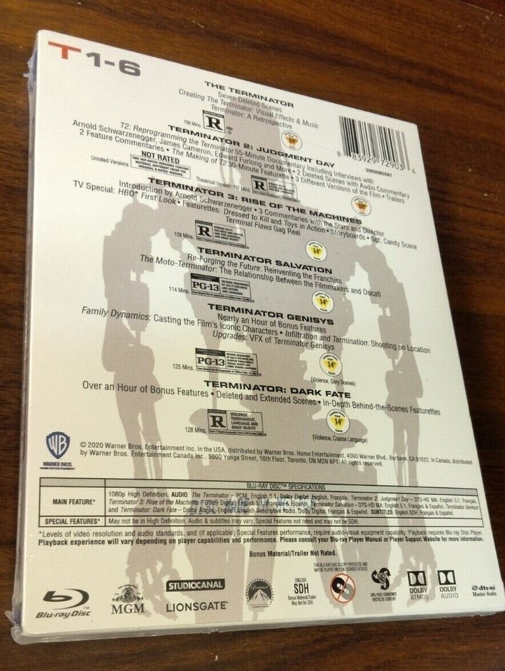 Terminator 6-Film Collection (Blu-ray) Slipcover-NEW (Sealed)-Free ...