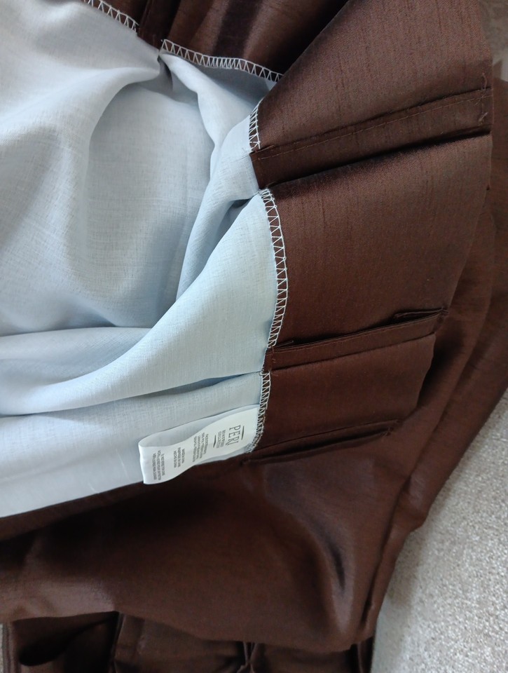 Peri Homeworks Collection Lined Pair Brown Curtains 50" x 96" Hookbelt ...