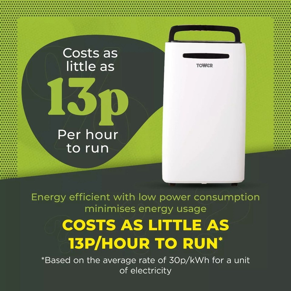 TOWER T674004 20 litre Dehumidifier with 24 Hour Timer 3 setting, White ...