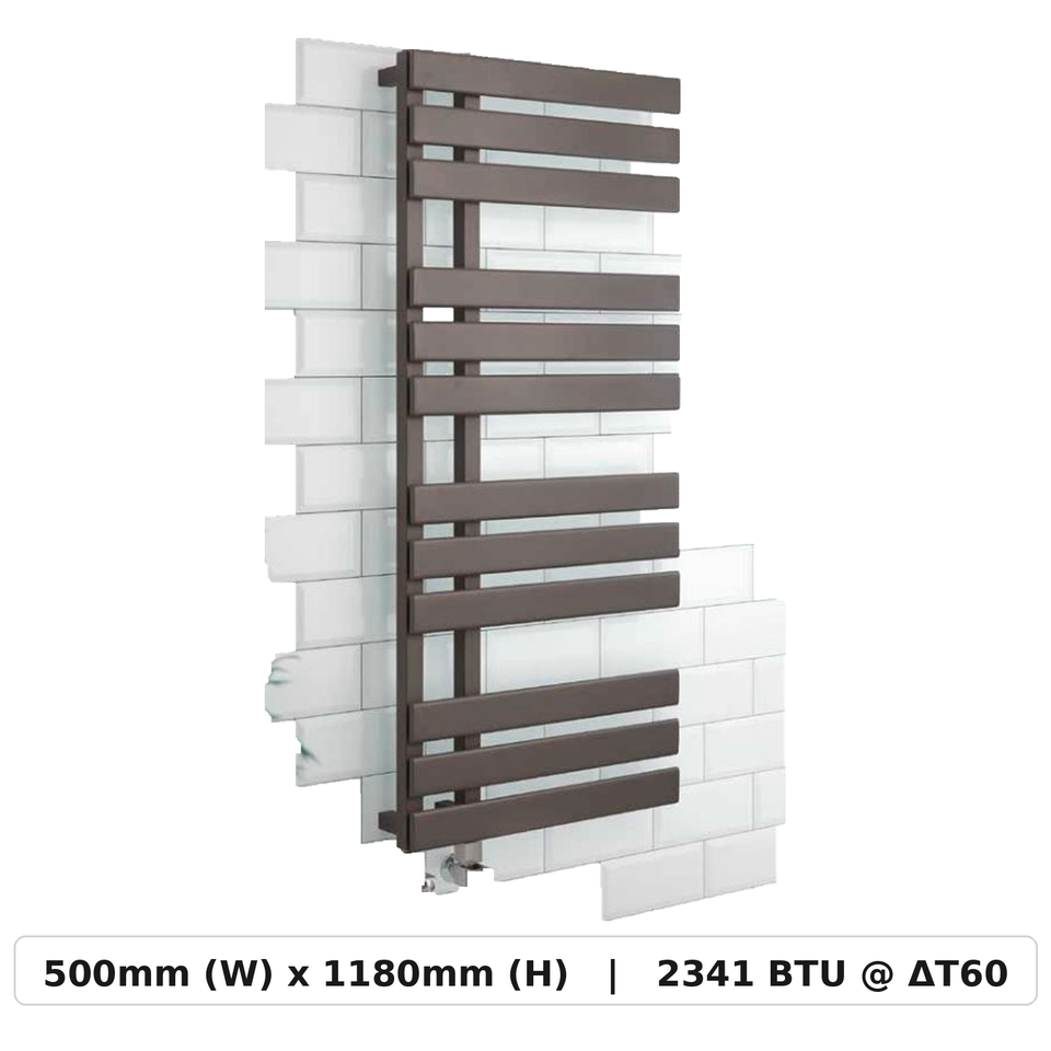 Designer Anthracite Flat Panel Heated Towel Rail Radiator 500x1180mm ...