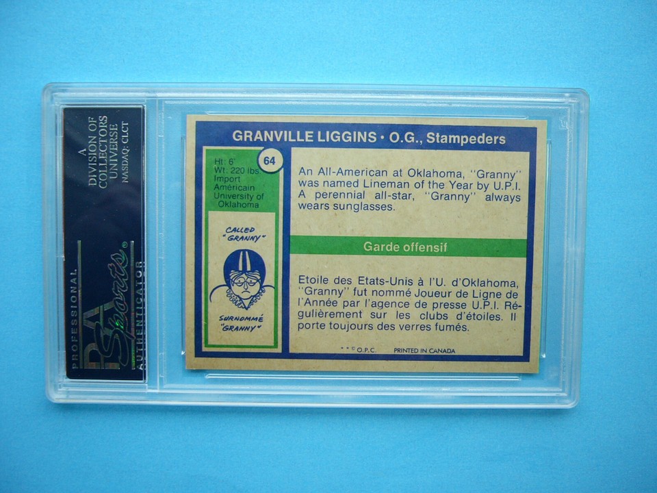 1972 O-PEE-CHEE CFL FOOTBALL CARD #64 GRANVILLE LIGGINS PSA 8 NM/MT ...