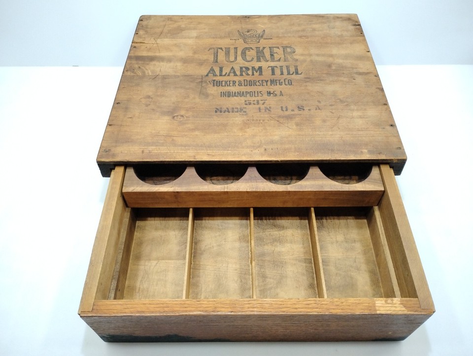 Antique Tucker Alarm Till Under Counter Wooden Drawer Cash Register USA ...