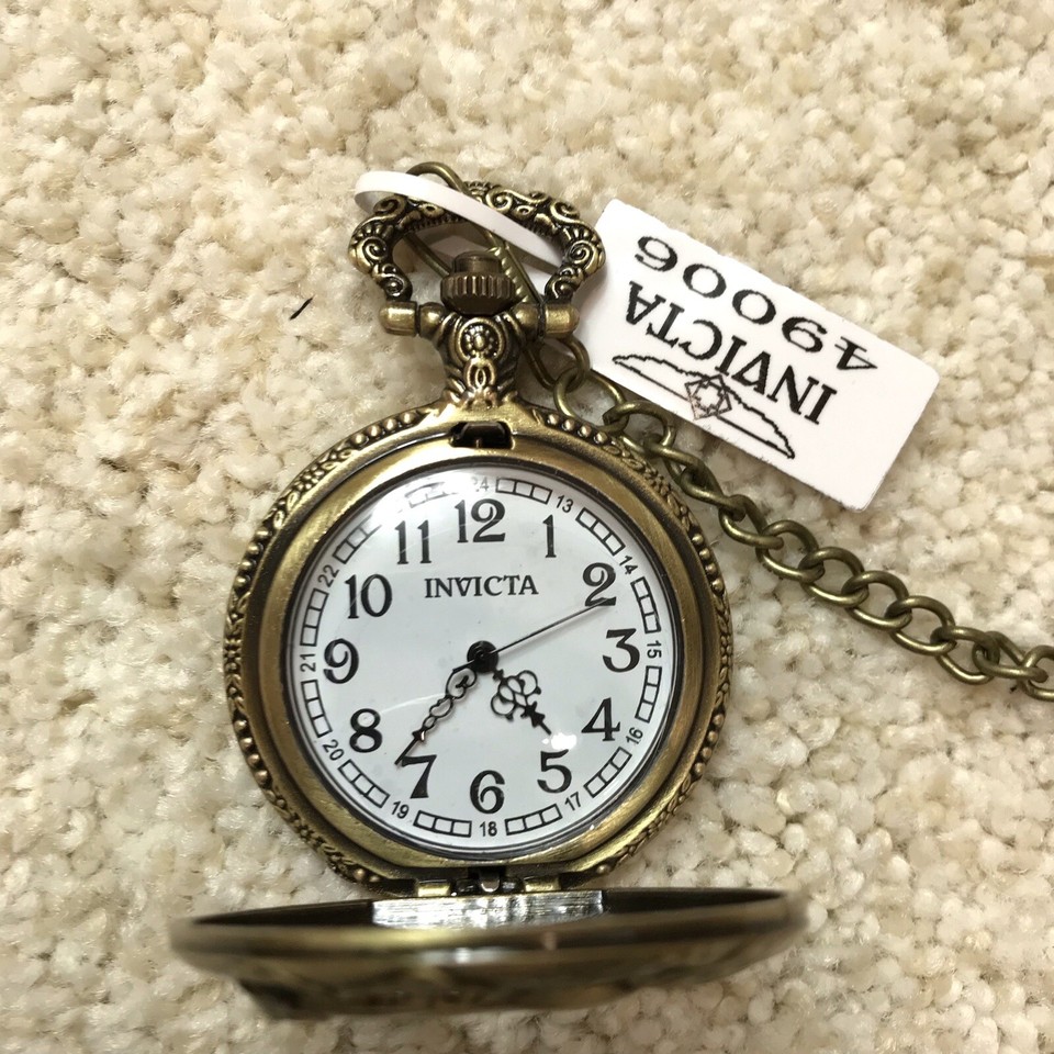 Invicta 47mm Equinox Pocket Watch Quartz Bronze Tone w/Chain Vintage ...