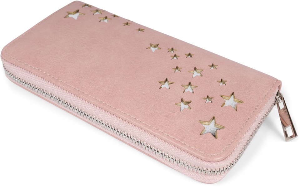 Damen Portemonnaie Metallic Stern Cut-Outs, Reißverschluss, Geldbörse ...