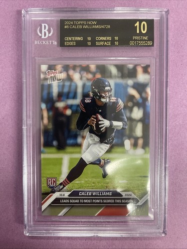 2024 Topps Now Caleb Williams #8 RC Rookie PR /4728 BGS 10 BLACK LABEL ...