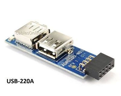 USB 2.0 9-Pin Header (2x5) to Dual USB A Female Port I Type Internal ...
