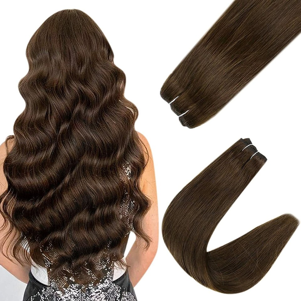 Full Head Double Weft Sew in Weft Hair Extensions Weave Real Human Hair ...