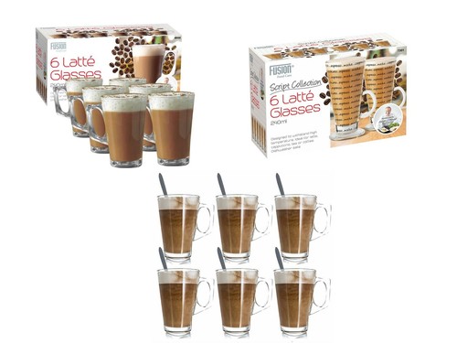 NEW Modern Latte Glass 240ml Tea Cappuccino Tassimo Coffee Cups Mugs ...