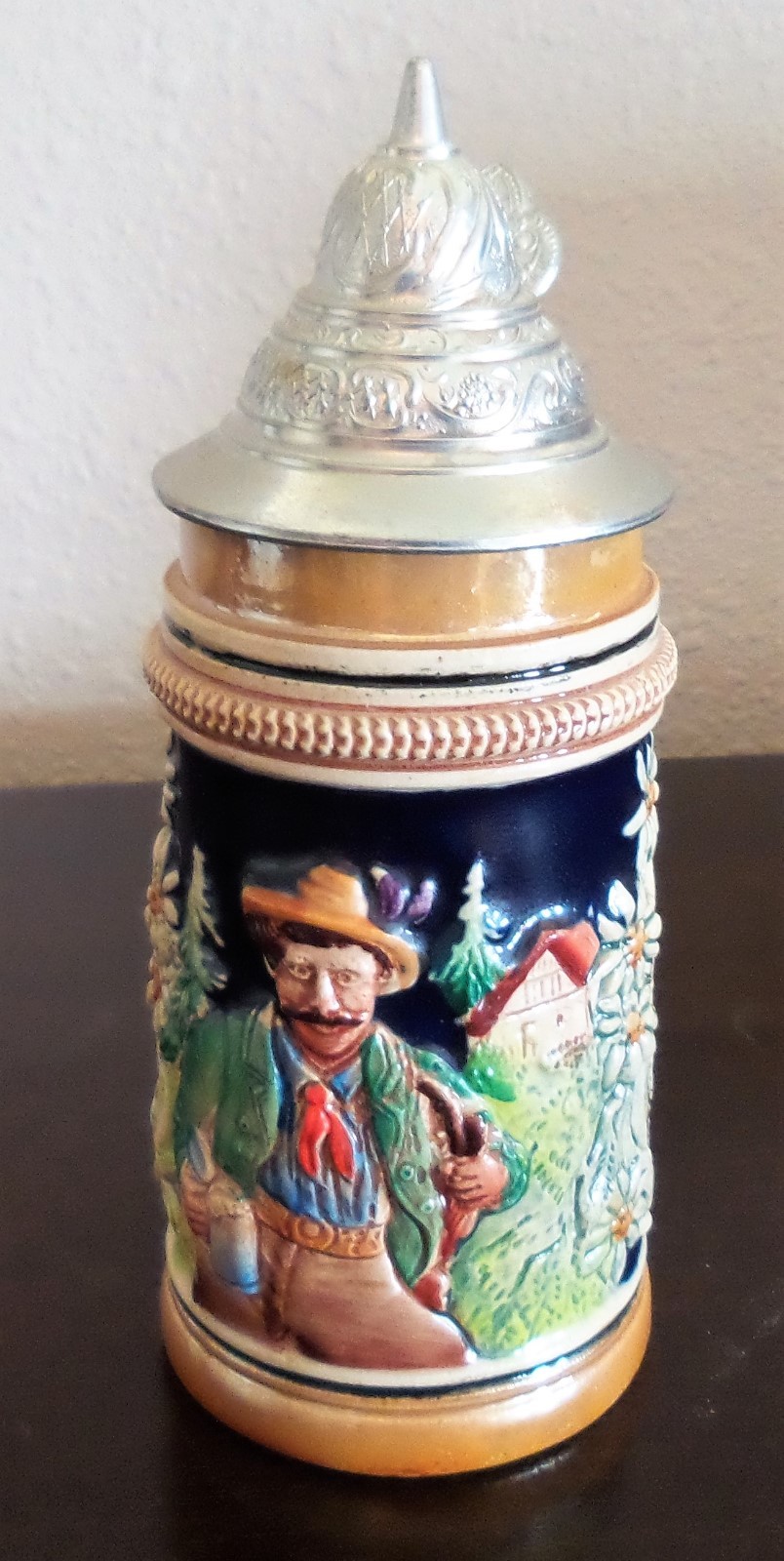 Authentic German Ceramic Stein With Ornate Metal Lid Small | eBay