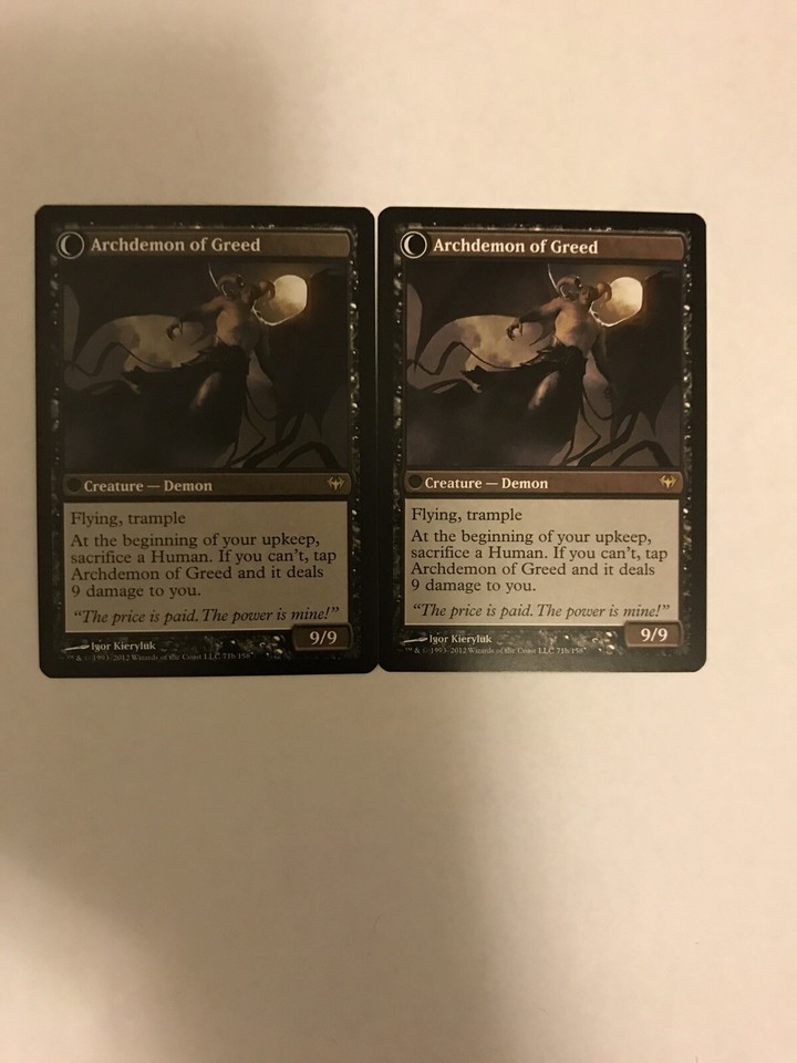 Ravenous Demon / Archdemon Of Greed X2 Dark Ascension Moderate Play MTG ...