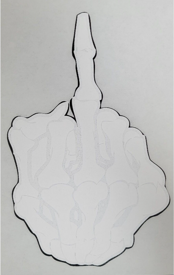Skeleton Hand Middle Finger Iron On Heat Transfer Black & White 6"x9 ...
