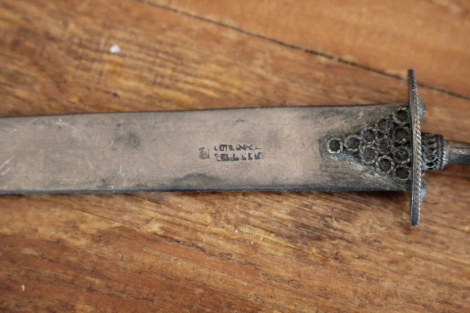 Antique Silver Dagger Knife Highly Detailed Signed - Damage | eBay