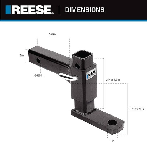 Reese Towpower 21141 Trailer Hitch Ball Mount, Fits 2 Inch Square ...
