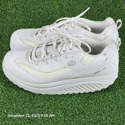 Skechers Shape Ups Shoes Womens White Walking Toning Size 12 Leather ...