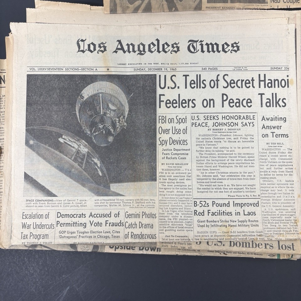 Vintage NASA Space Race Newspaper Front Pages Lot | eBay