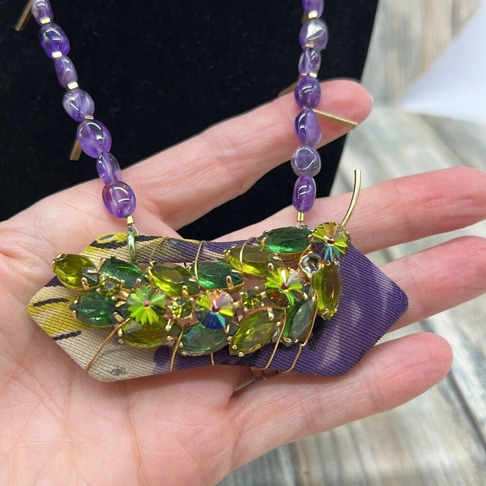 Adorned Crown Jewelry artisan assemblage amethyst rhinestone buckle ...