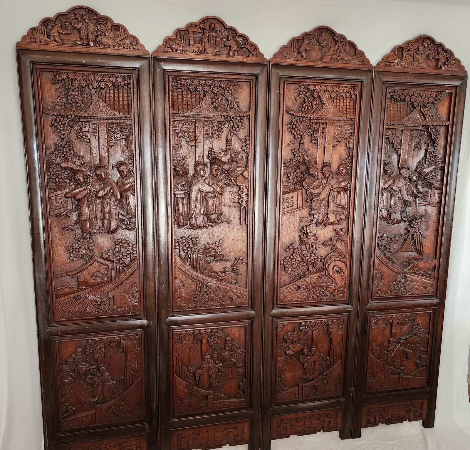 Antique Chinese Carved Wooden Room Divider Partition Privacy Screen | eBay