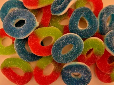 Large "WATERMELON & BLUEBERRY" Flavored Chewy Gummy/Gummi Rings Candy ...